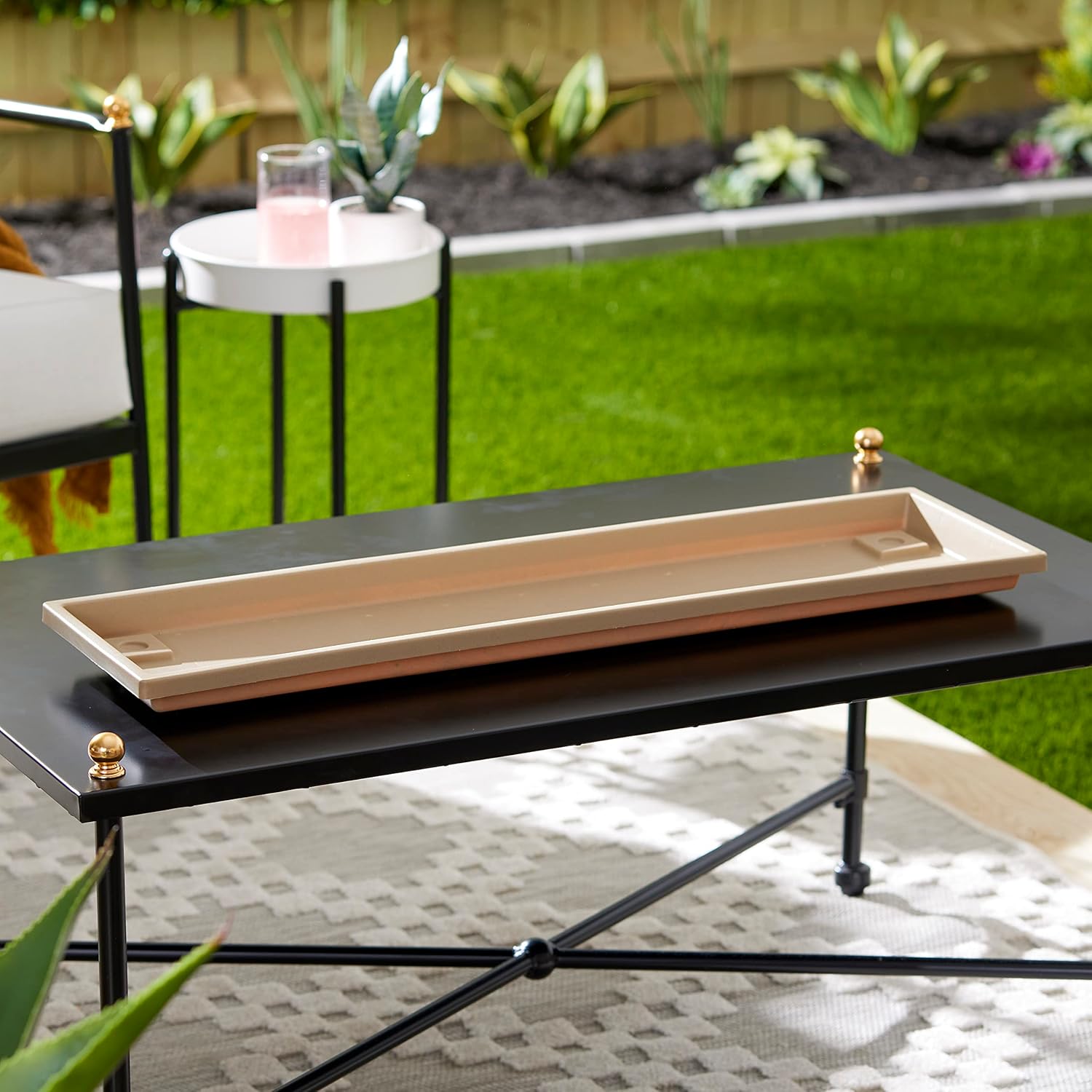 30" Planter Box Tray Sandstone | Dutch Garden Nursery